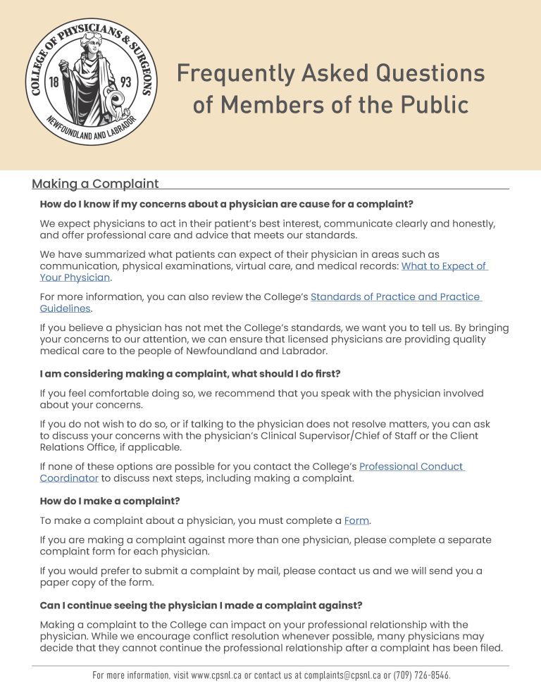 Making a Complaint - CPSNL